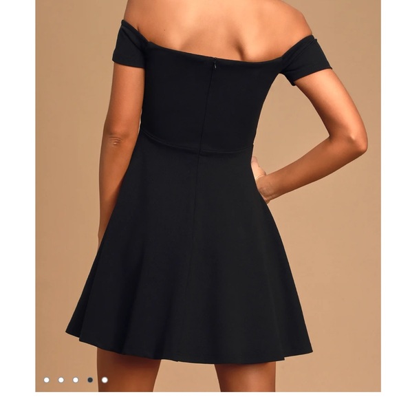 Lulus | Dresses | Nwt Lulus Black Off The Shoulder Skater Dress Womens ...